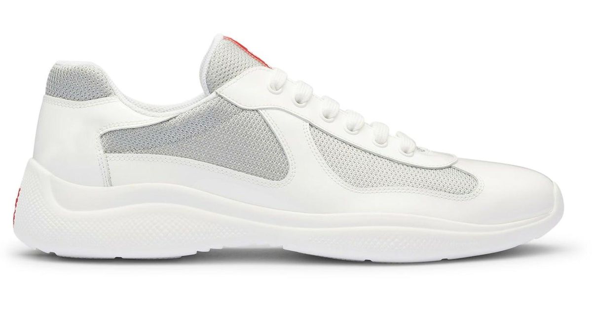 Prada America`S Cup Patent Leather And Bike Fabric Sneakers in White ...