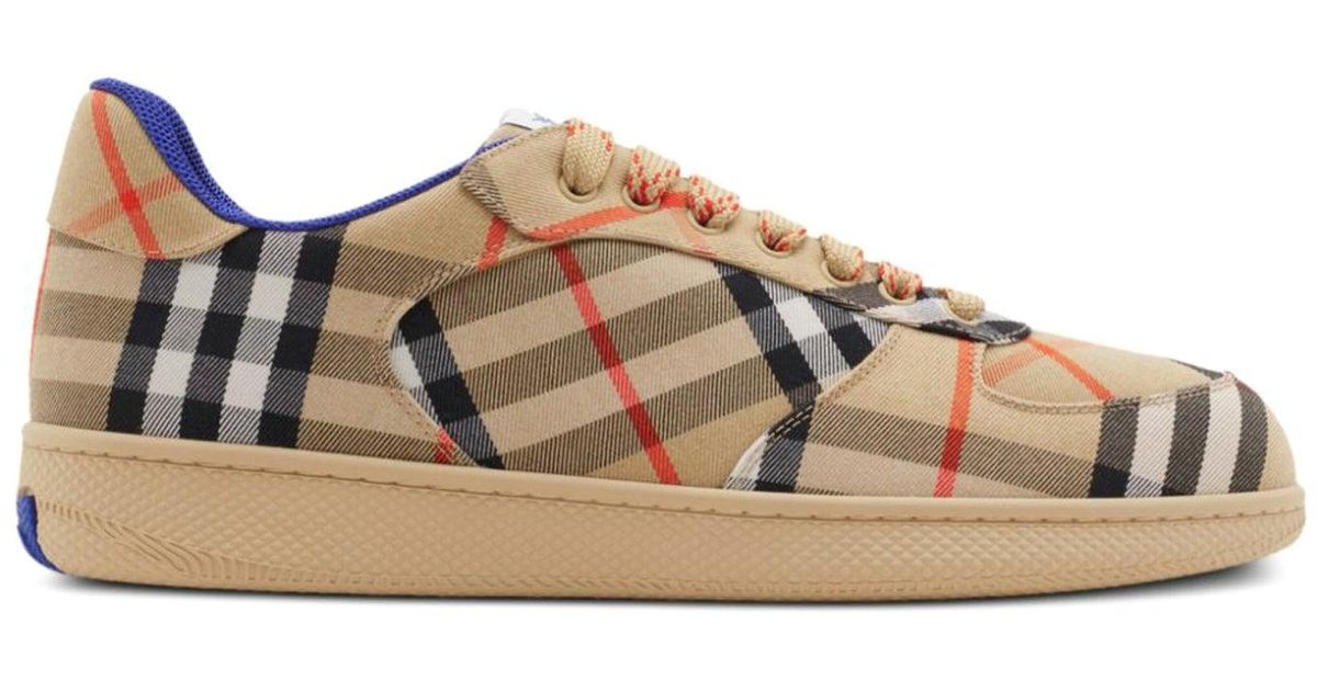 Burberry Checked Box Sneakers in Brown for Men | Lyst