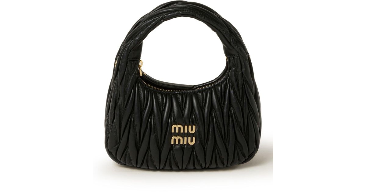 Miu Miu Wander Hobo Bag in Black | Lyst