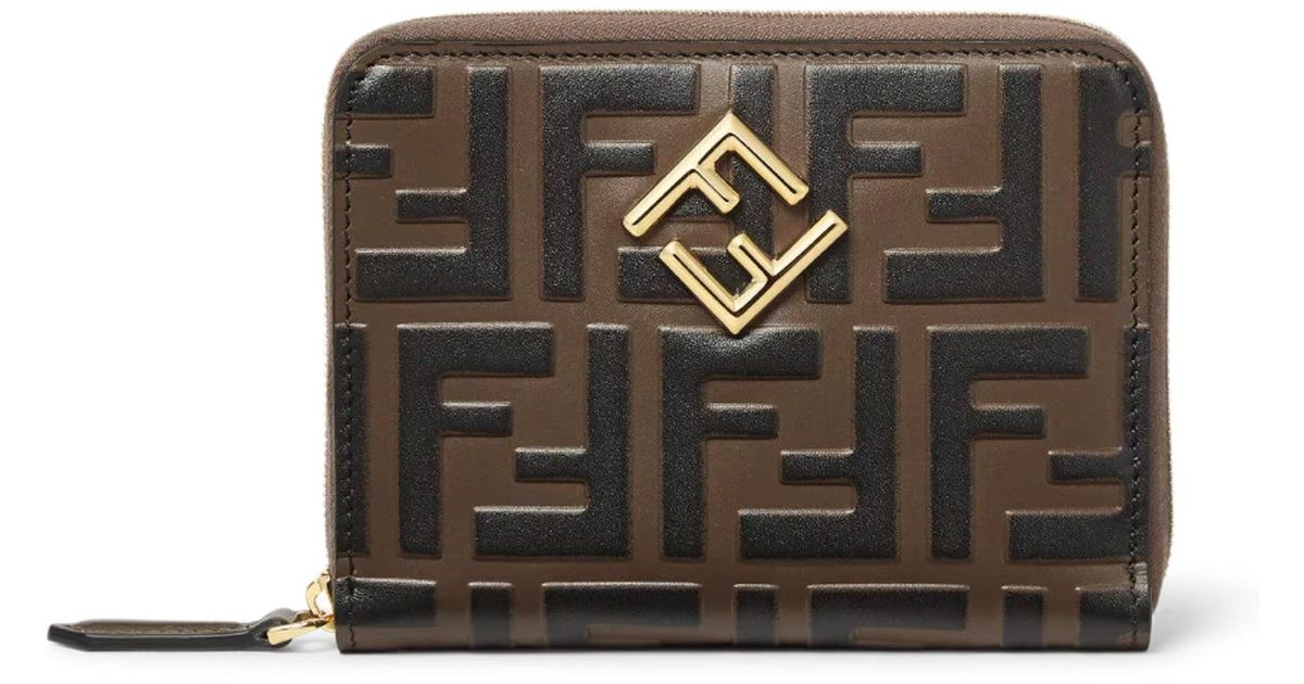 Fendi Medium Zip Around Wallet Ff Diamonds in Black | Lyst