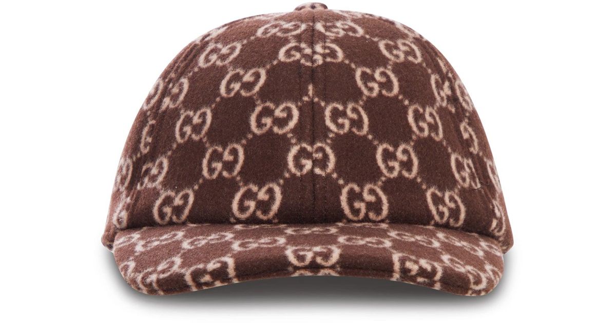 Gucci Gg Wool Baseball Cap in Brown | Lyst UK