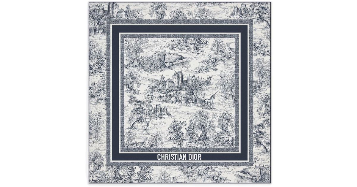 Dior Toile De Jouy Scotland 90 Square Scarf in Gray | Lyst