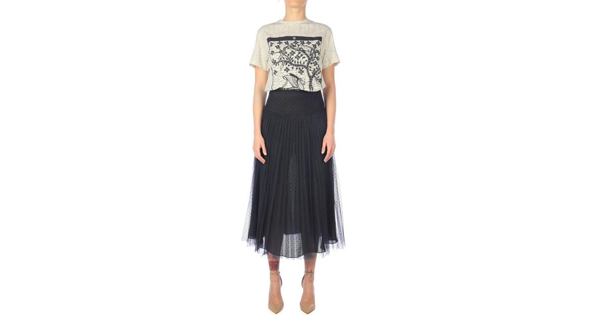 Dior Tulle Pleated Skirt In Blue Lyst