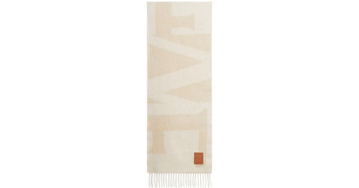 Loewe Cashmere Jacquard Logo Scarf in White | Lyst