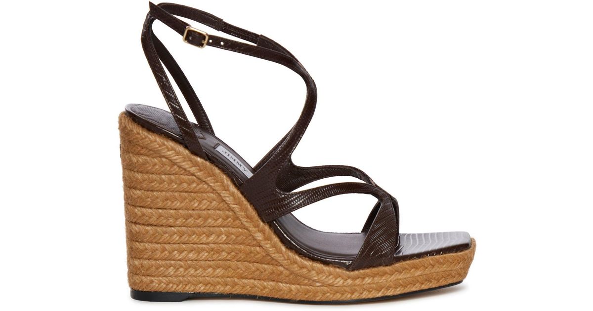 Jimmy Choo Ayla 110 Shoe With Lizard Effect Leather Wedge in Metallic ...
