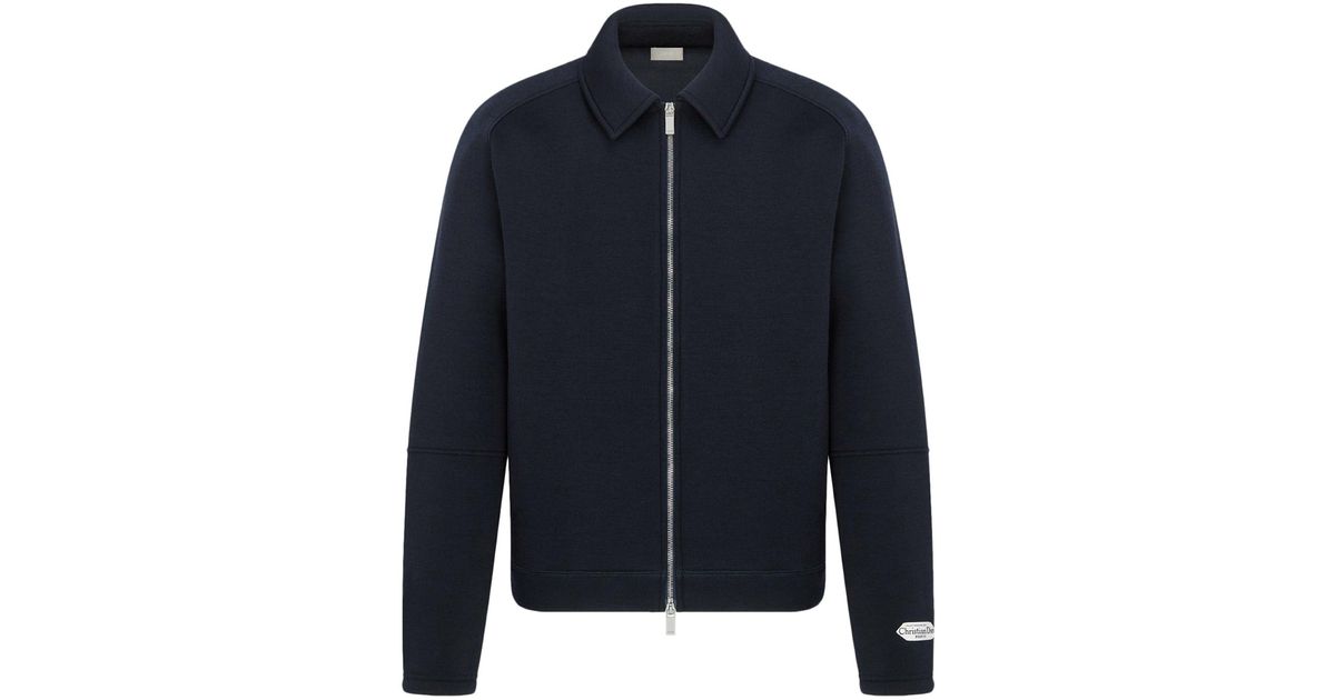 Dior Zip-Up Jacket With Paris Label in Blue for Men | Lyst