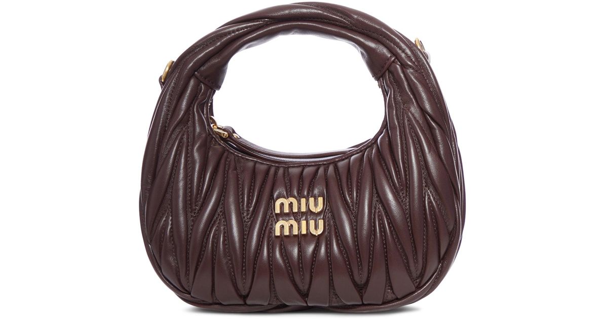 Miu Miu Mini Hobo Wander Bag in Brown | Lyst