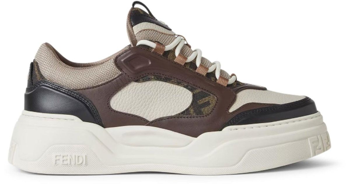 Fendi Force Leather Sneakers in Black for Men | Lyst