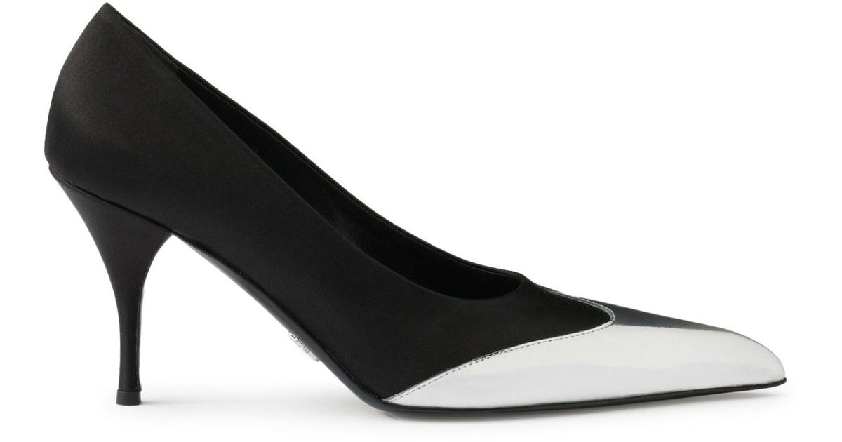 Prada Pump In Satin And Metallic Leather in Black | Lyst