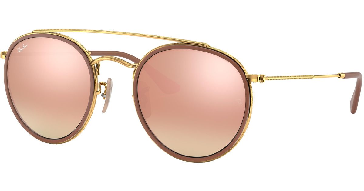 Ray-Ban Sunglass Rb3647n Round Double Bridge in Black | Lyst