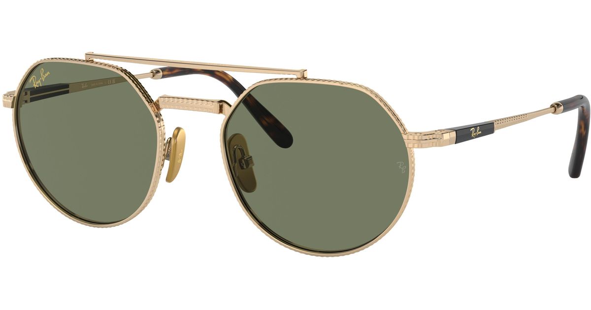 Ray-Ban Jack Ii Titanium Sunglasses Gold Frame Green Lenses 51-20 in ...