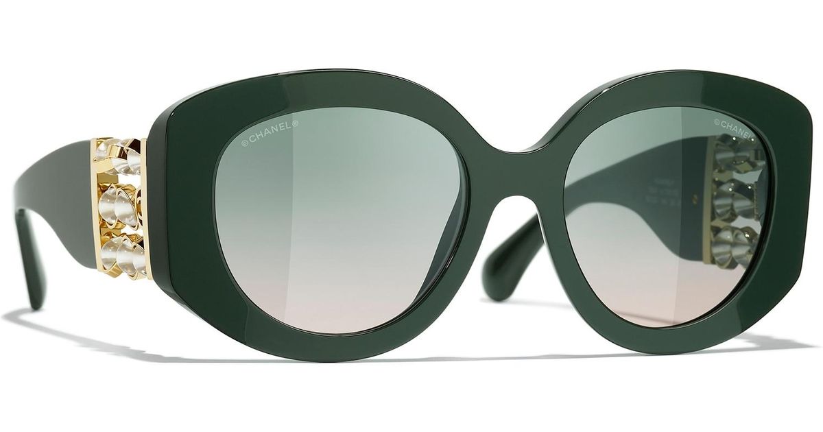 CHANEL Sunglass Oval Sunglasses Ch5543 in Black | Lyst UK