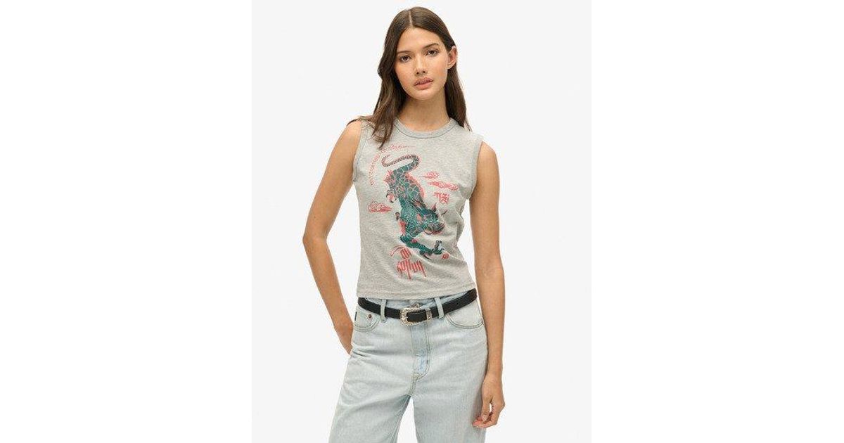 Superdry X Komodo Kailash Dragon Slim Vest Top in Gray | Lyst