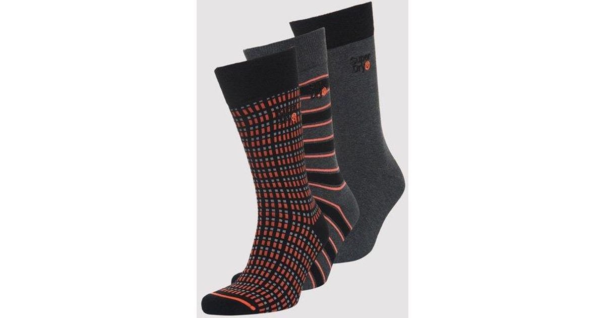 Superdry Boxed City Sock Triple Pack Dk/ Pattern in Black for Men | Lyst