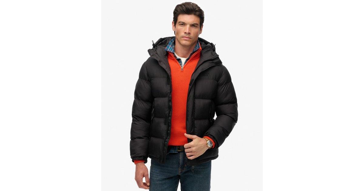 Superdry Hooded Tech Padded Jacket in Red for Men | Lyst