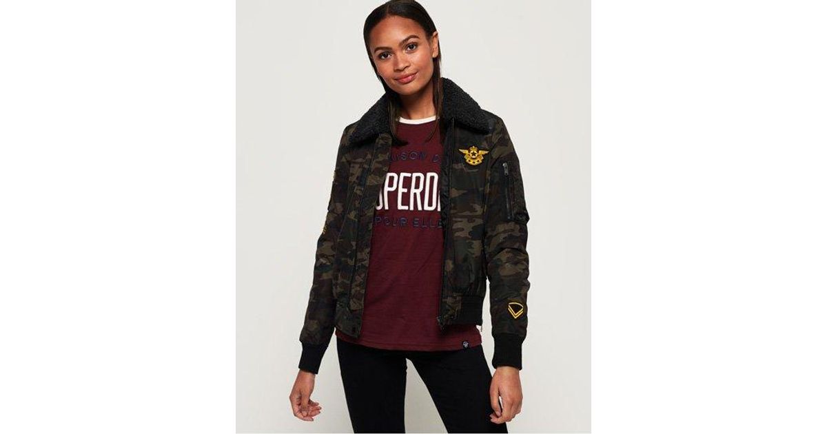 Superdry Delta Bomber Jacket Camo in Red | Lyst