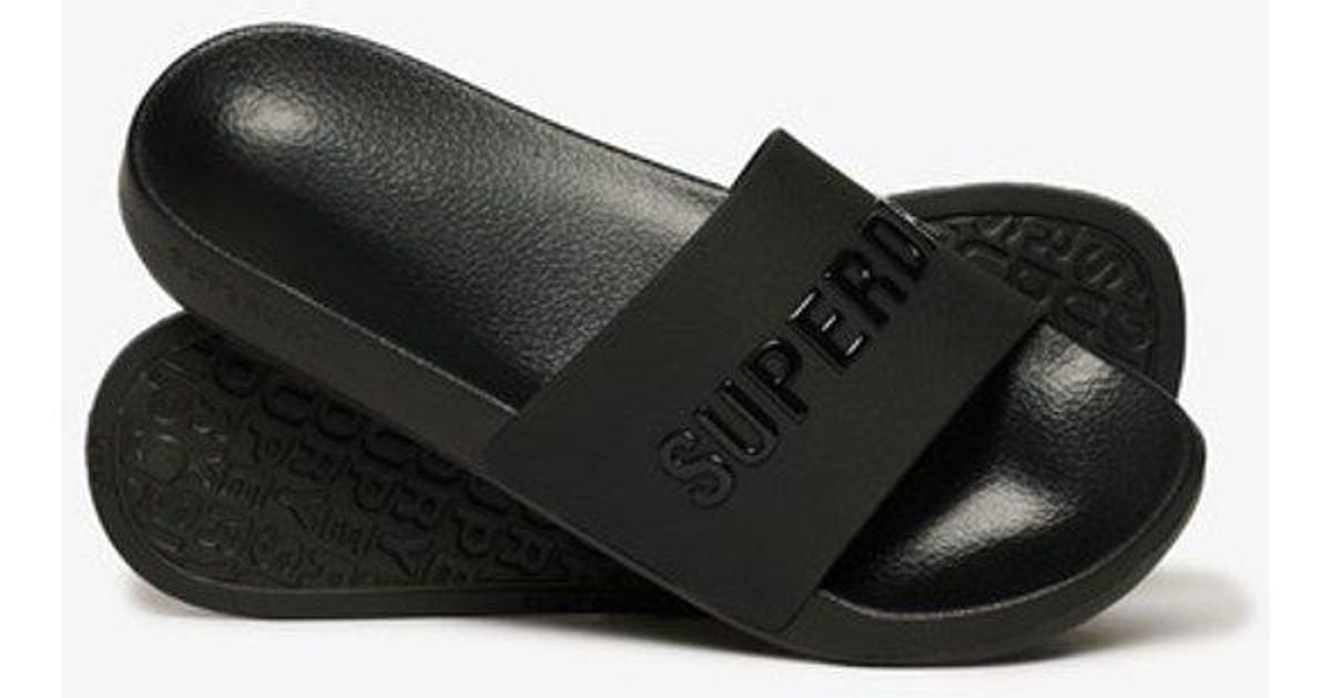 Superdry Luxe Logo Pool Sliders in Black | Lyst