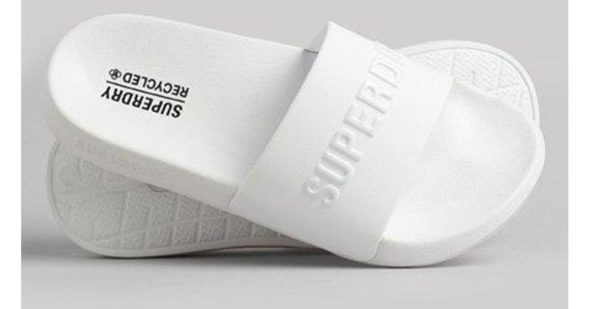 Superdry Classic Code Logo Pool Sliders in White | Lyst UK