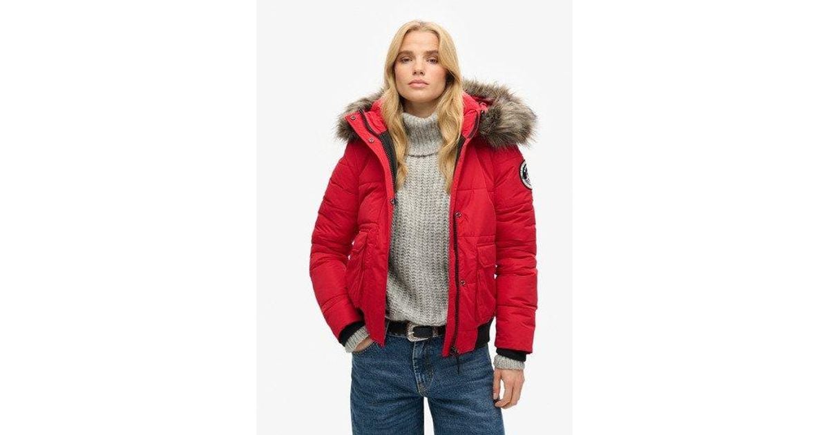 Superdry Everest Ella Bomber Jacket Chilli Pepper in Red | Lyst