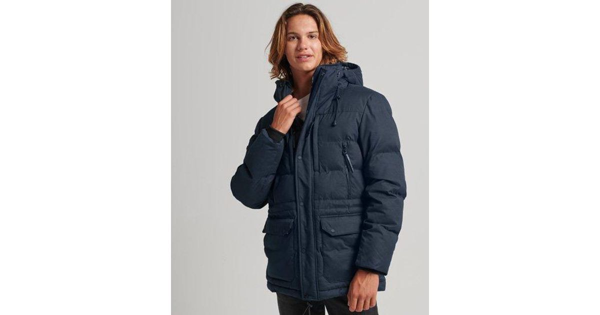 Superdry Microfibre Expedition Parka Jacket in Blue for Men | Lyst