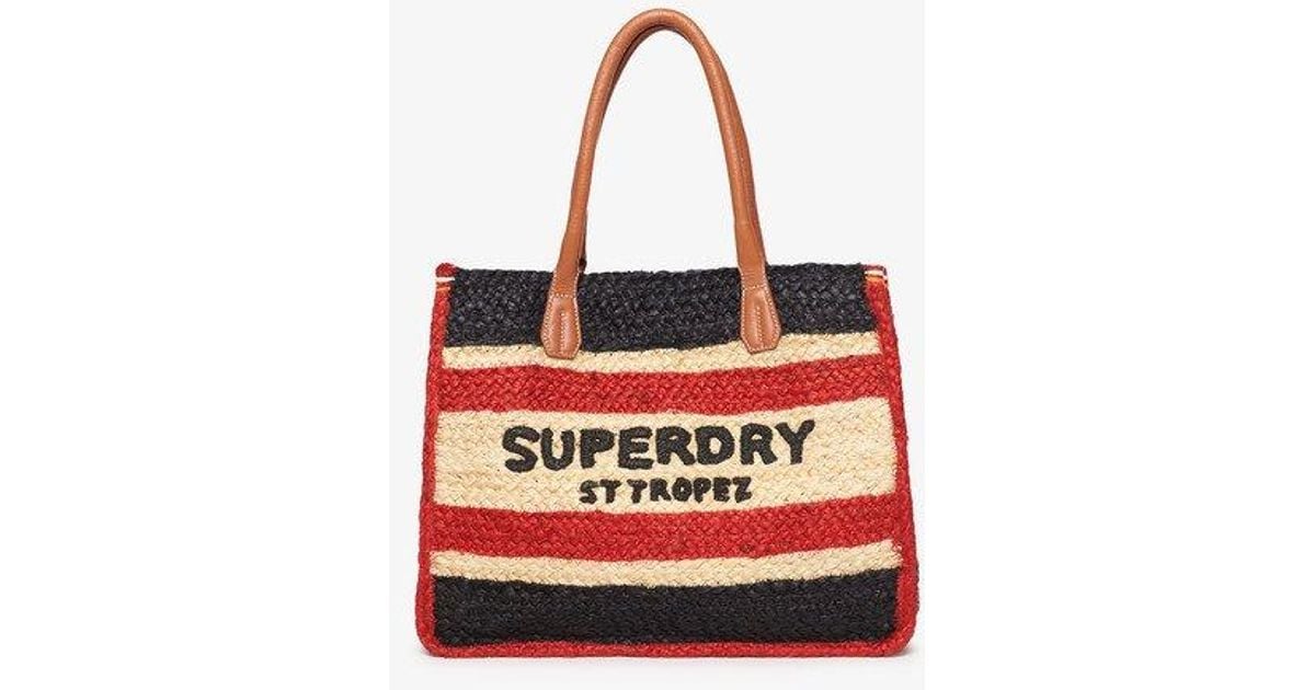 Superdry Raffia Luxe Tote Bag in Red | Lyst UK