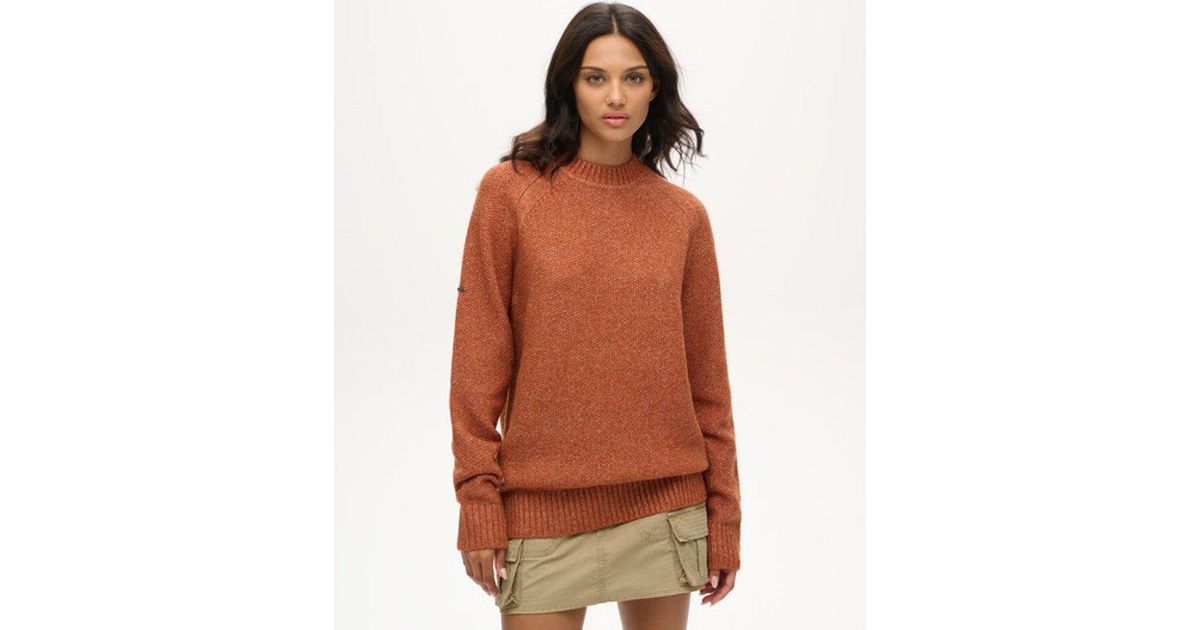 Superdry Oversized Knitted Chunky Raglan Jumper in Brown | Lyst UK