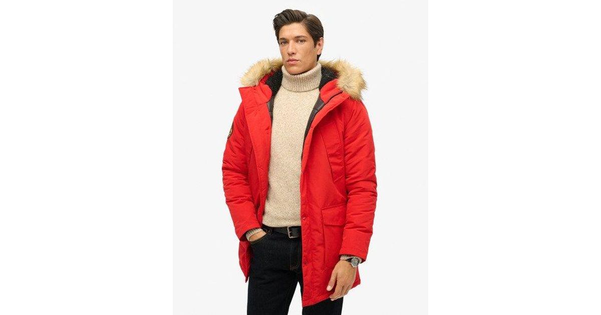 Superdry Everest Parka Coat in Red for Men | Lyst