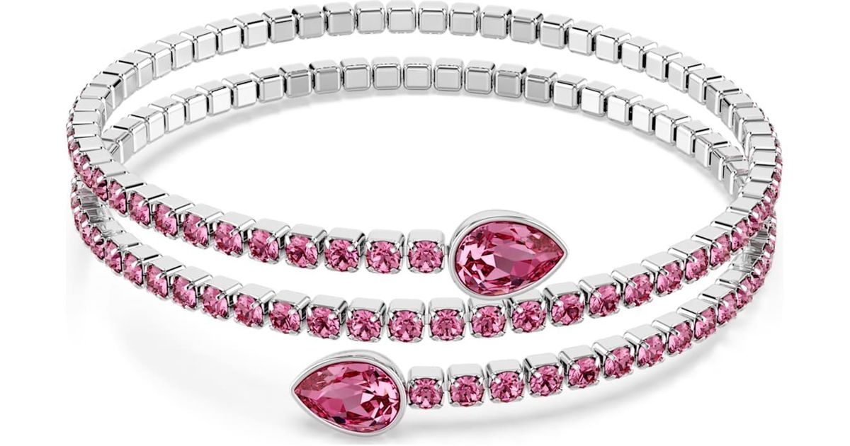Swarovski Twisty Cuff, Mixed Cuts, Rhodium Plated in Pink | Lyst