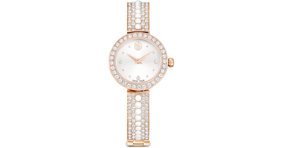 Swarovski Matrix Pearl Bangle Watch in White | Lyst UK