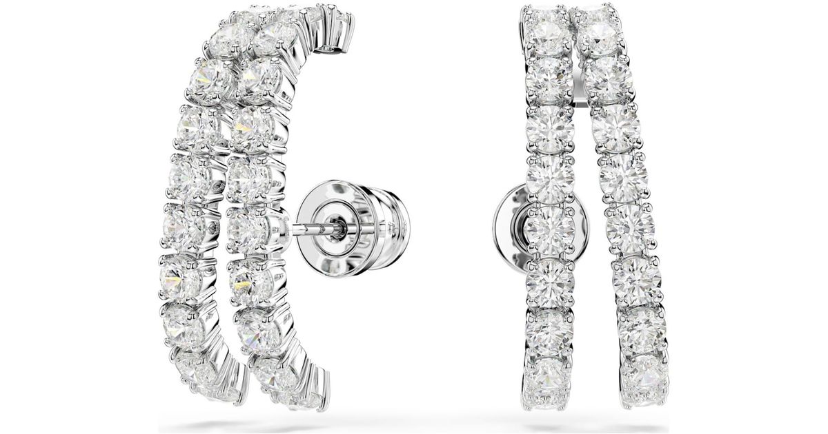Swarovski Matrix Ear Cuffs, Round Cut, Rhodium Plated in Metallic | Lyst