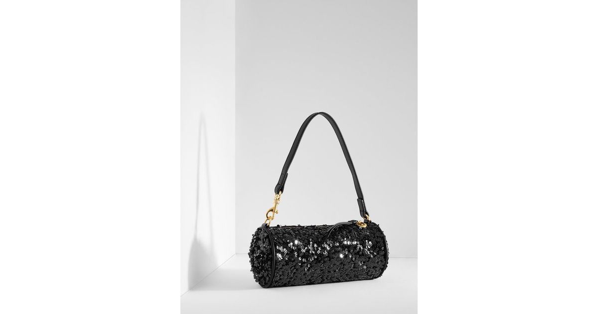 Talbots Sequin Velvet Barrel Shoulder Bag in Black | Lyst