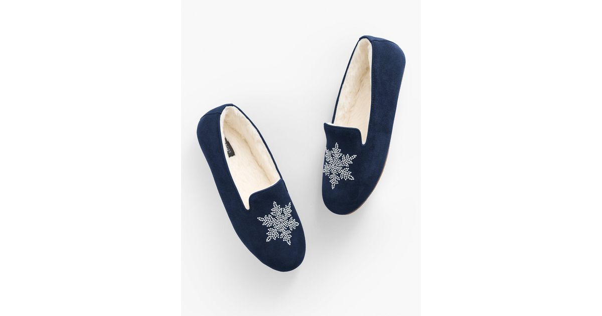 Talbots Fireside Suede Slippers in Blue | Lyst