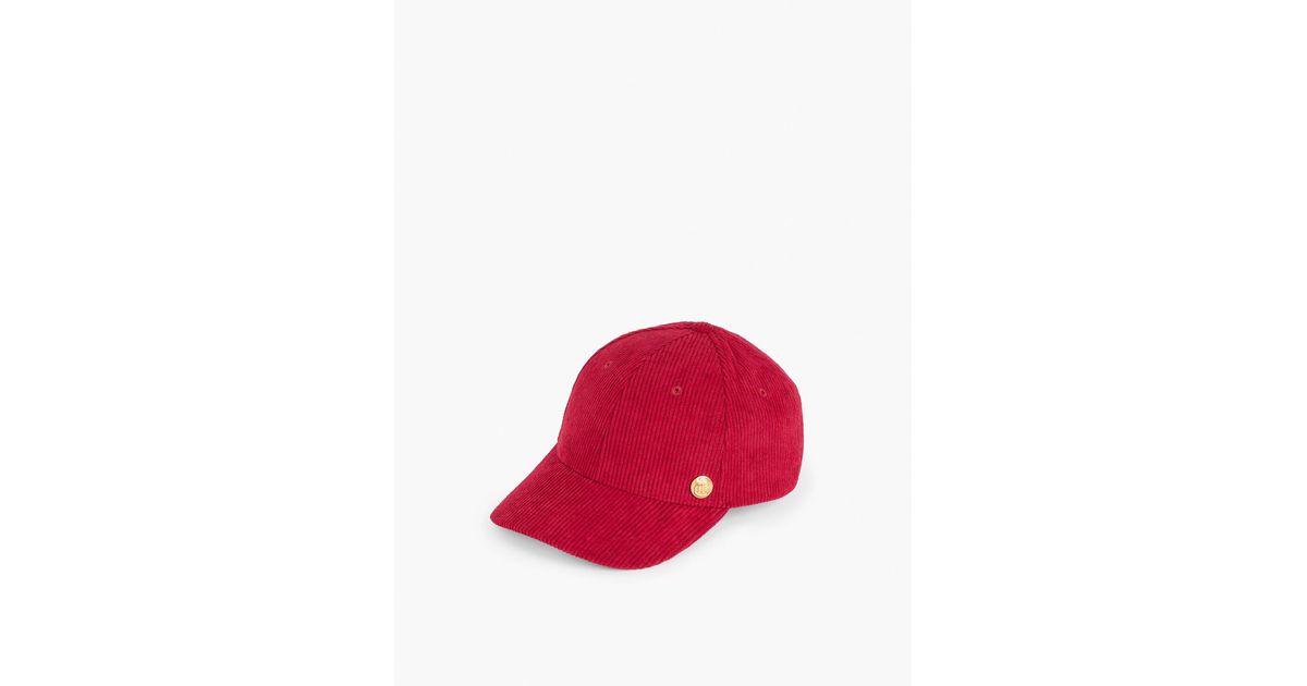 Talbots Corduroy Baseball Cap in Red | Lyst