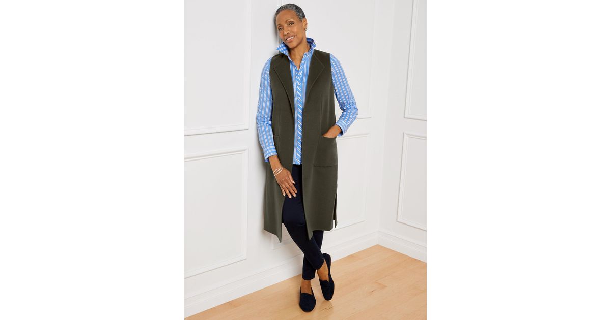 Talbots Double-faced Wool Blend Vest Topper in Blue | Lyst