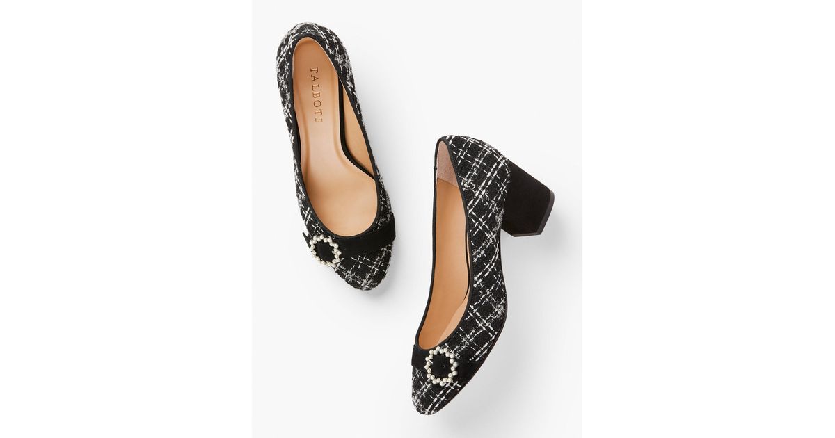 Talbots Isa Bow Tinsel Bouclé Pumps in Black | Lyst