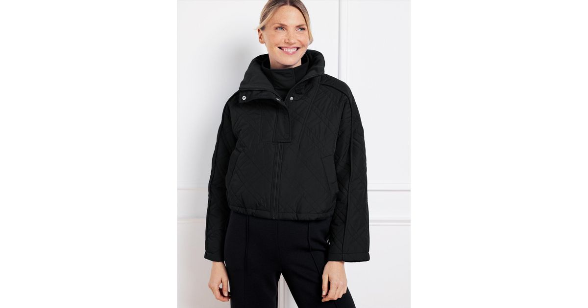 Talbots Cropped Puffer Jacket in Black | Lyst