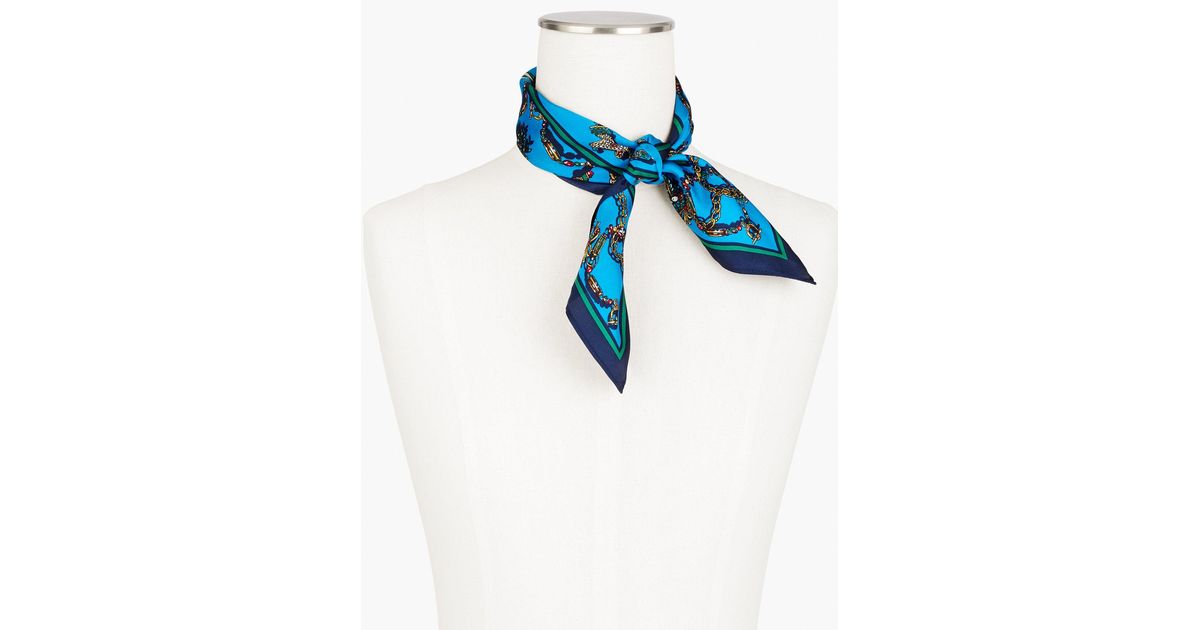 Talbots Holiday Charm Silk Square Scarf in Blue | Lyst