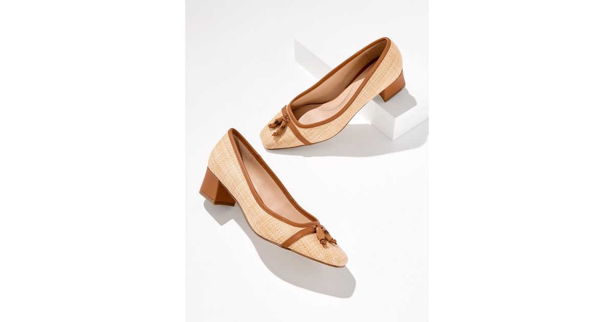 Talbots Sienna Bamboo Raffia Block Heel Pumps in Natural | Lyst UK