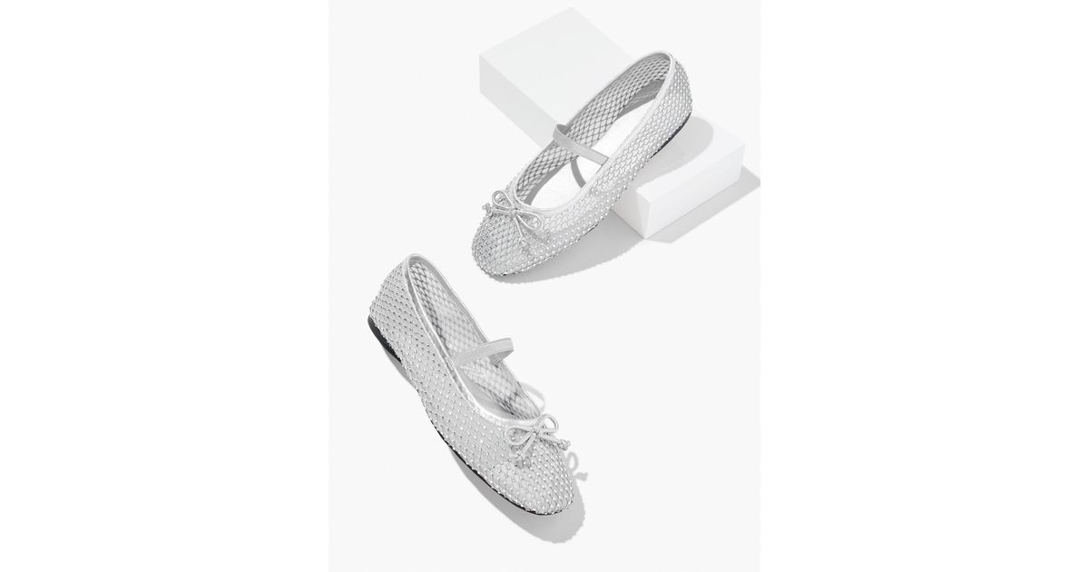 Talbots Blaine Soft Sole Mesh Rhinestone Ballet Flats in White | Lyst UK