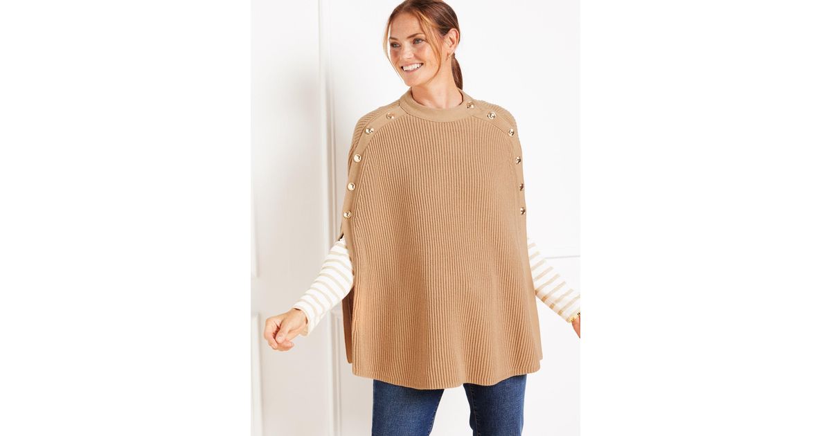 Talbots Plus Exclusive Button Poncho in Natural | Lyst