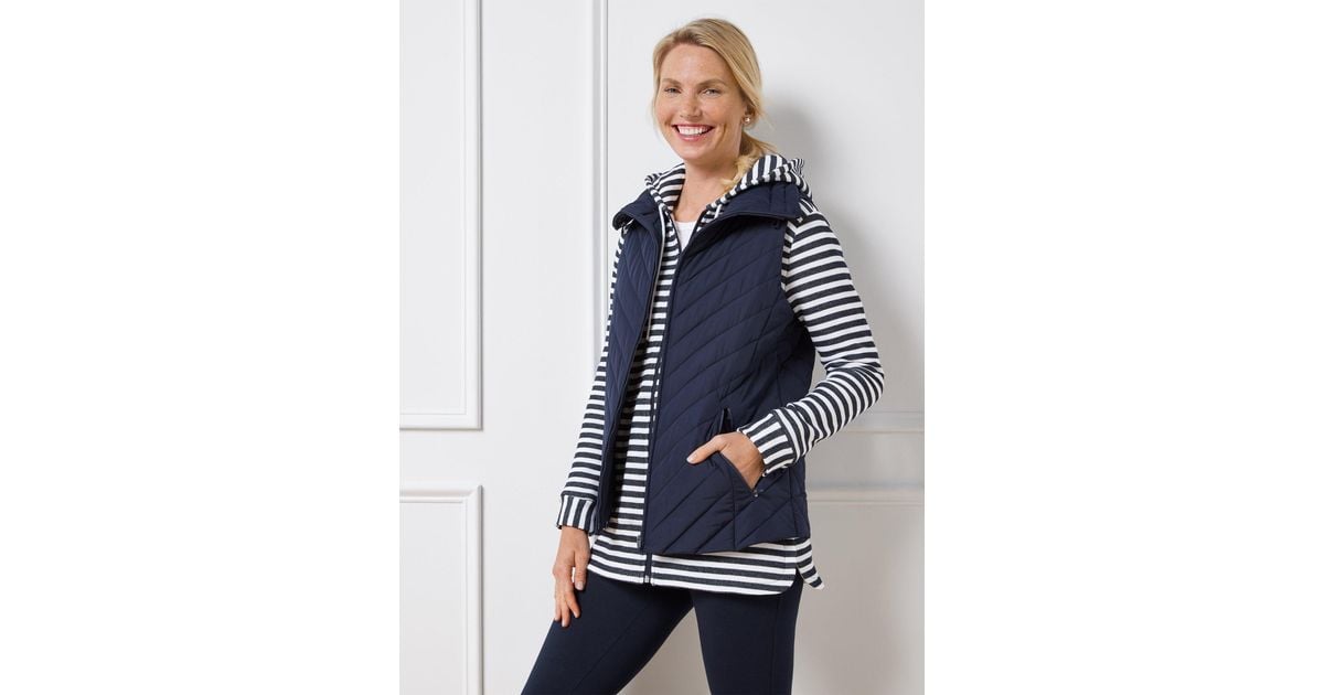 Talbots Chevron Quilted Packable Vest in Blue | Lyst
