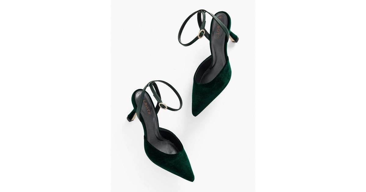 Talbots Evelyn Velvet Flare Heel Pumps in Black | Lyst