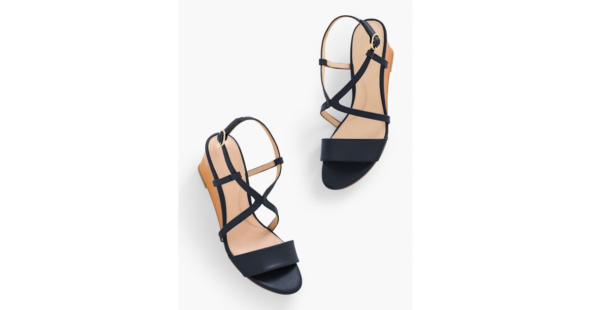 Talbots Royce Nappa Wedge Sandals in Blue | Lyst