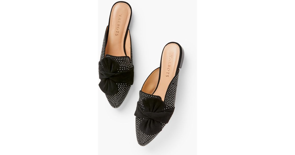 Talbots Edison Bow Embellished Suede Mules In Black Lyst Canada