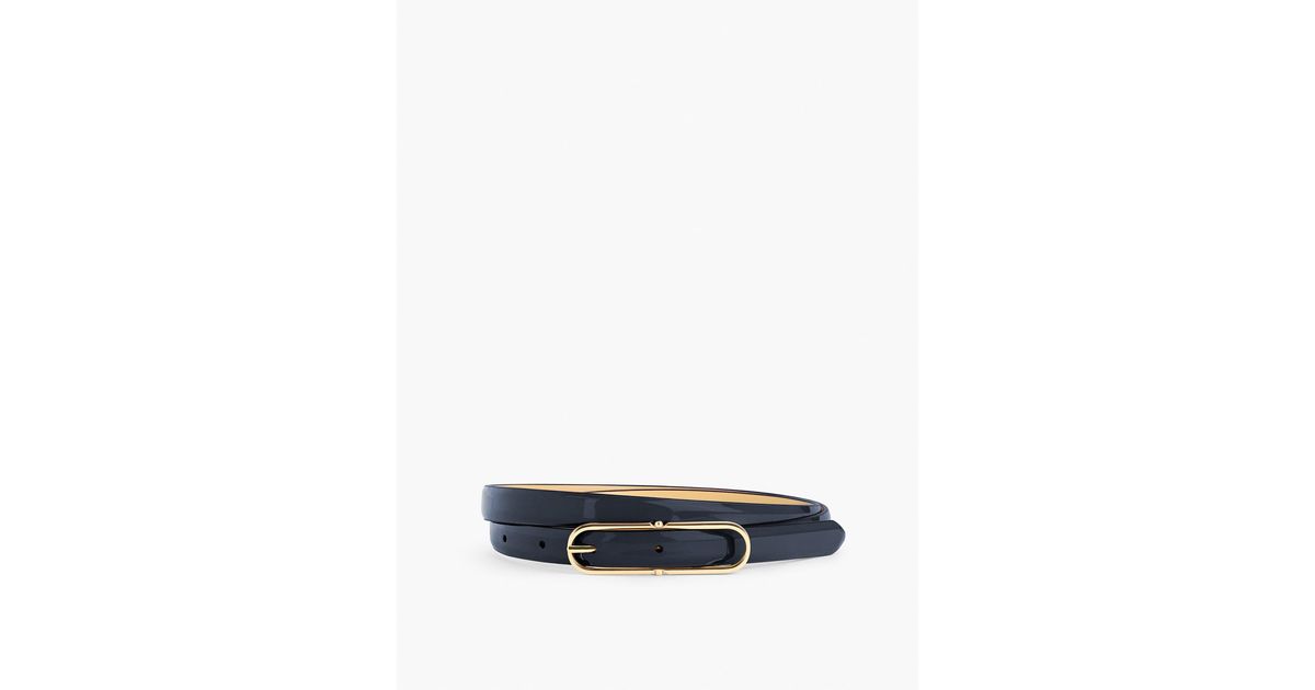 Talbots Patent Leather Slim Belt in Blue | Lyst