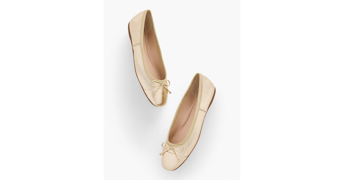 Talbots Blaine Metallic Nappa Ballet Flats in White | Lyst
