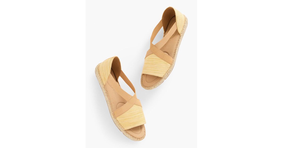 Talbots Ilyssa Elastic Straw Espadrille Flats in Natural | Lyst