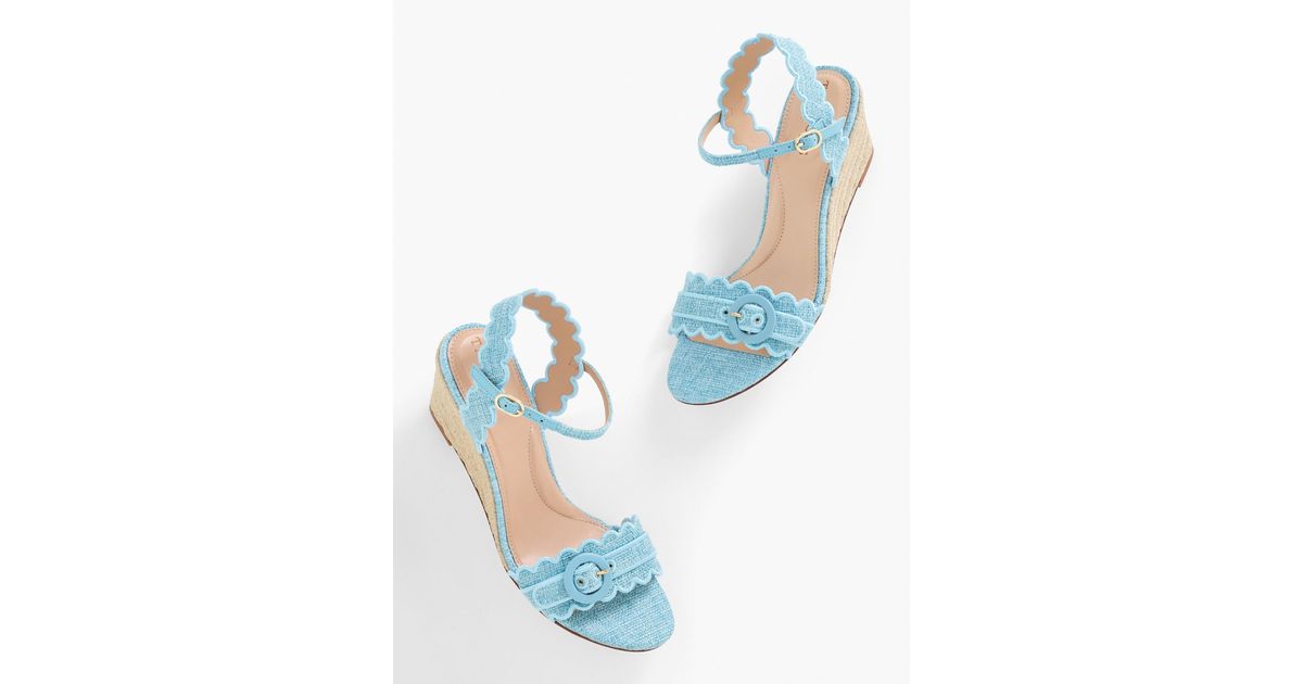Talbots Royce Scalloped Wedge Sandals in Blue | Lyst