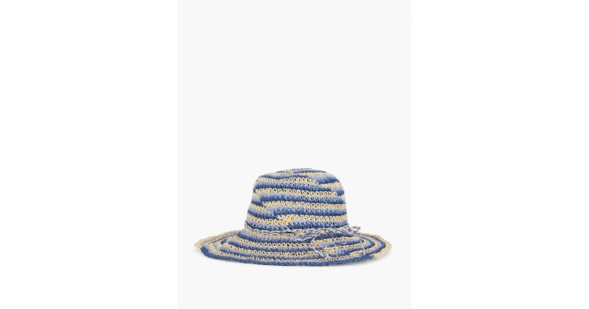 Talbots Two-tone Straw Hat in Blue | Lyst UK