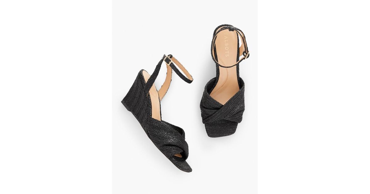 Talbots Anya Twist Raffia Wedges in White | Lyst